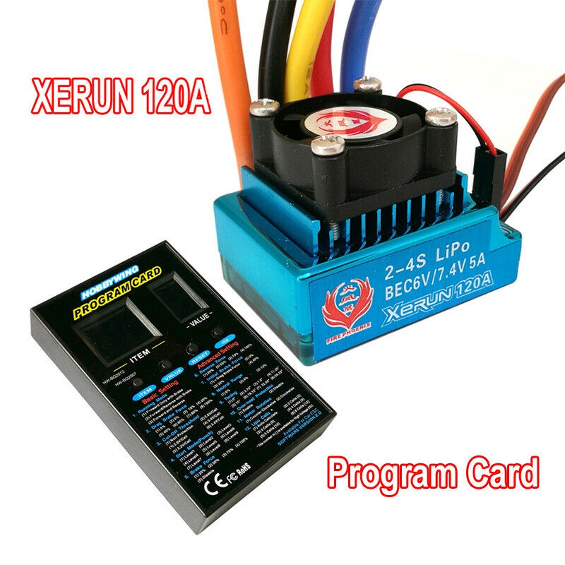 Fire Phenix XERUN 120A Brushless Sensored ESC & Program Card Combo for ...