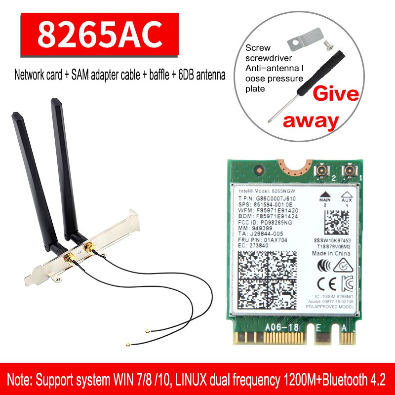 Intel AX200 AX 210NGW 8265AC 9260AC AX210 8DB/10DB 5G dual-band Gigabit ...