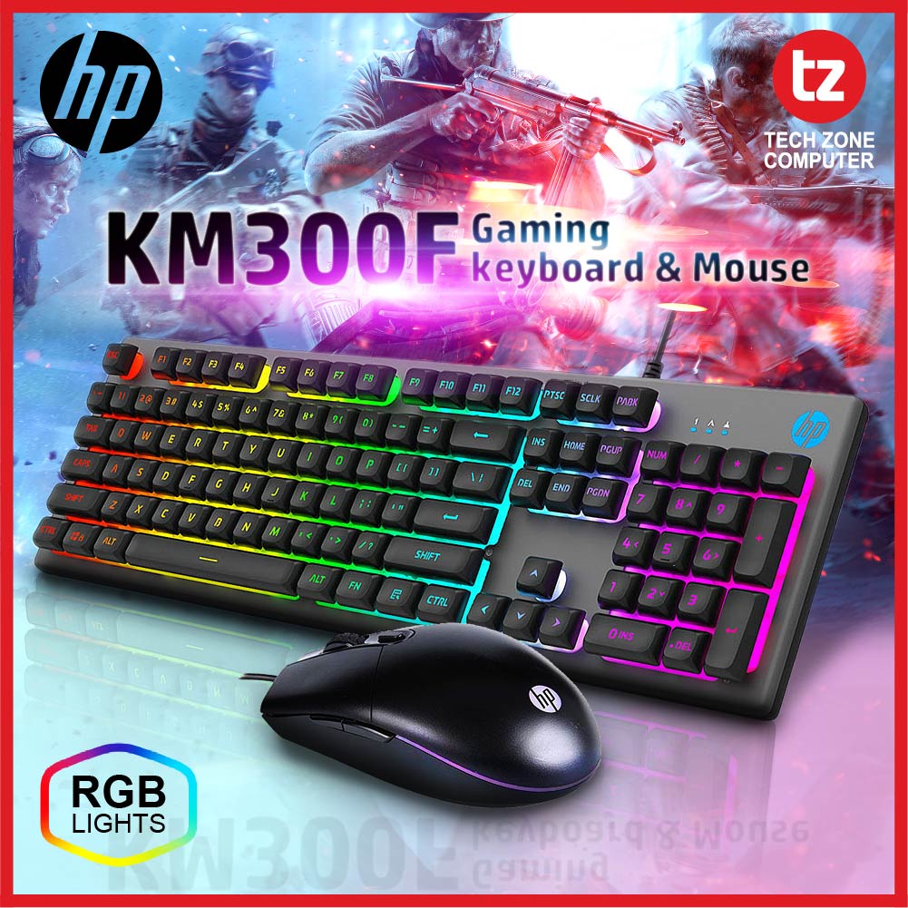 Hp KM300F wired computer keyboard and mouse Combo with cool LED ...