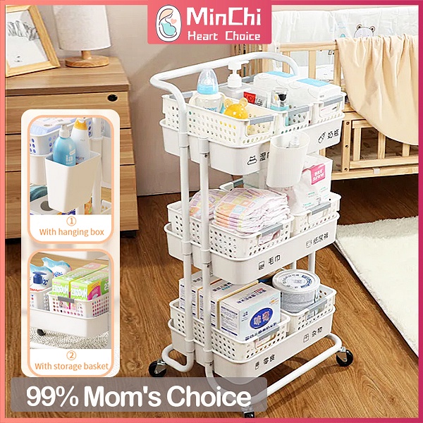 [MINCHI] Full Set 3/4 tier Trolley Rack Quality Baby Storage Rack ...