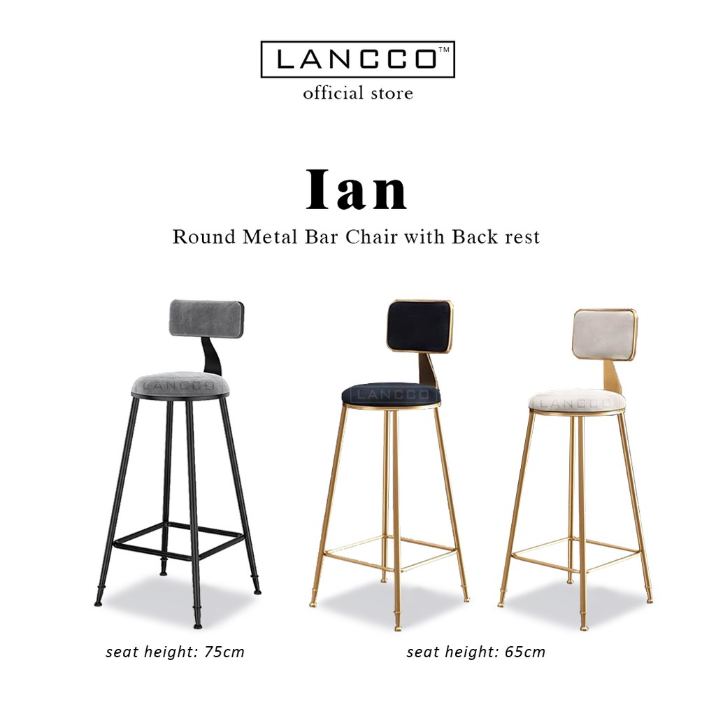 LANCCO New Upgrade Best Quality Bar Stool Syntatic Cusion Seat With Velvet Fabric Farm House Bar ...
