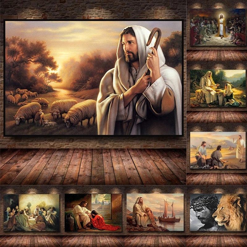 Frameless Christian God Famous Painting Jesus Canvas Posters and Prints ...