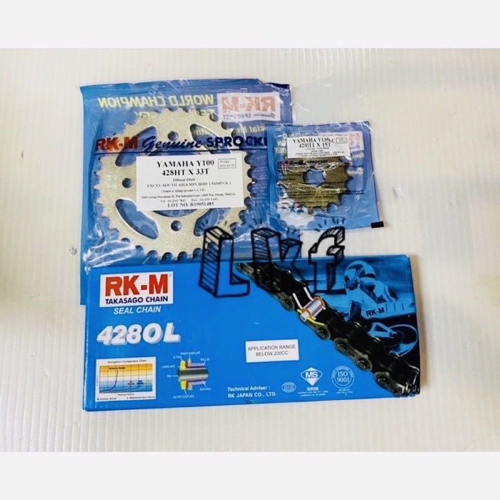 YAMAHA LC135 V1-V8 /RKM GS 428OL GOLD CHAIN O-RING AND RKM SPROCKET SET ...