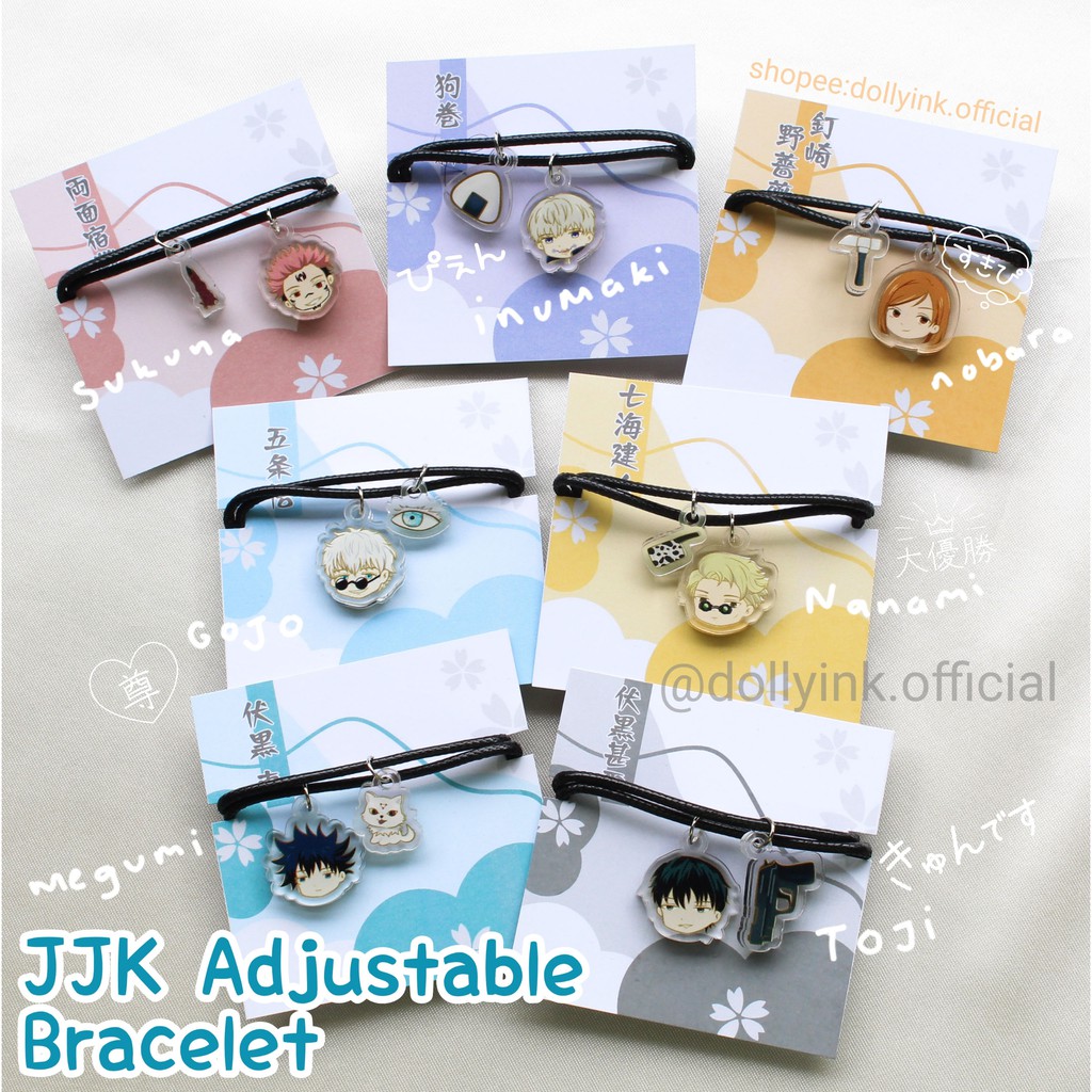 [RESTOCKING]Jujutsu Kaisen Black Adjustable Bracelet by dollyink/JJK ...