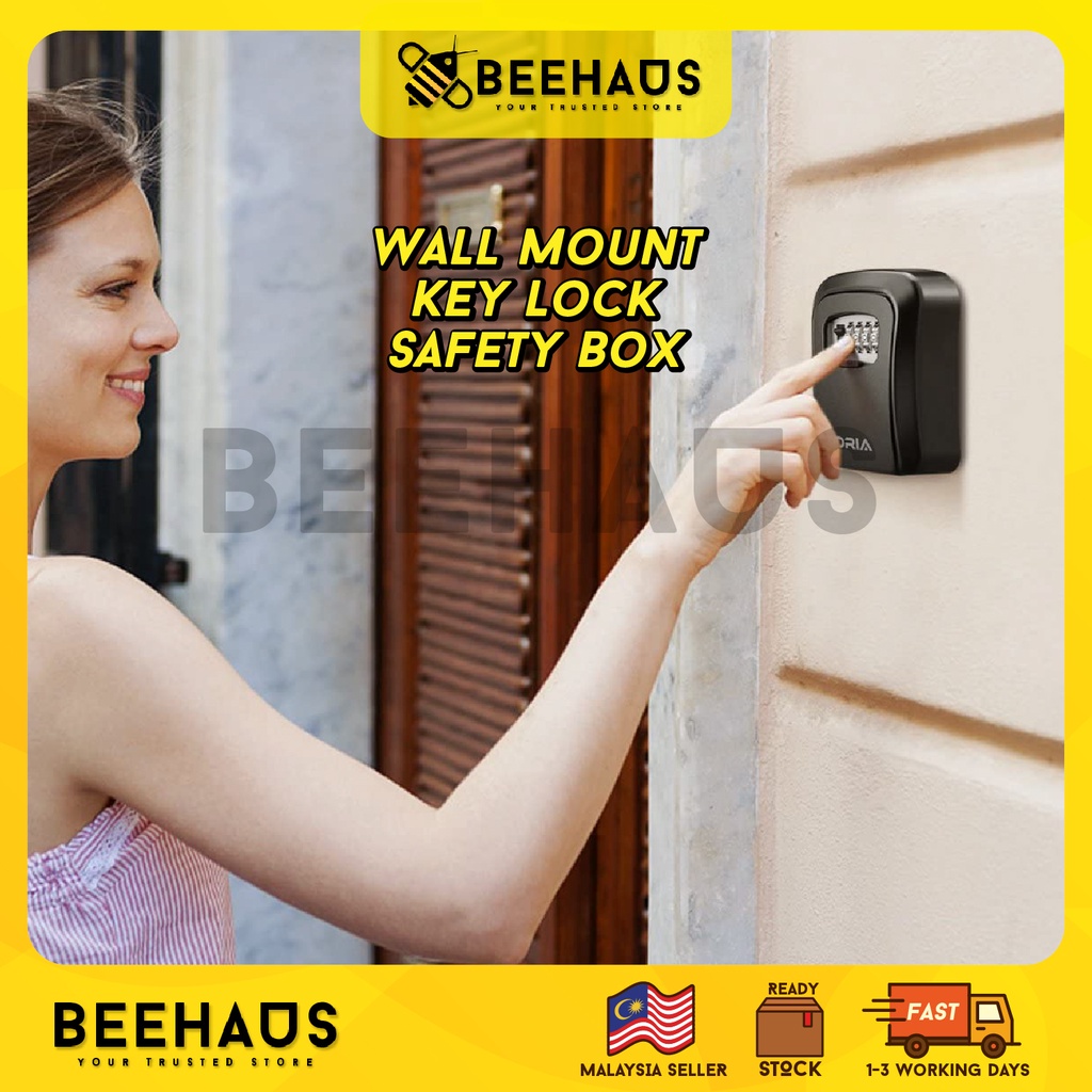 BEEHAUS Wall Mount Key Lock Safety Box | Key Storage Security Lock Box ...