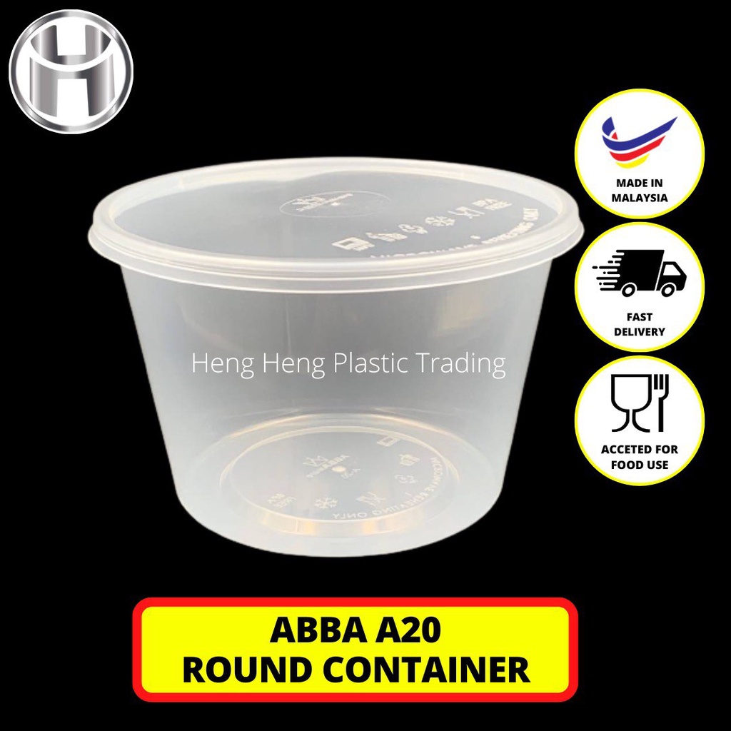 ABBA A20 - 20oz Round Disposable Plastic Food Container ( 50sets± ) 20 ...