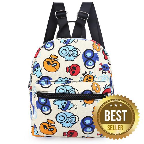 EYE PRINT PATTERN ZIPPER CANVAS BACKPACK FOR WOMEN (KHAKI) | Shopee ...