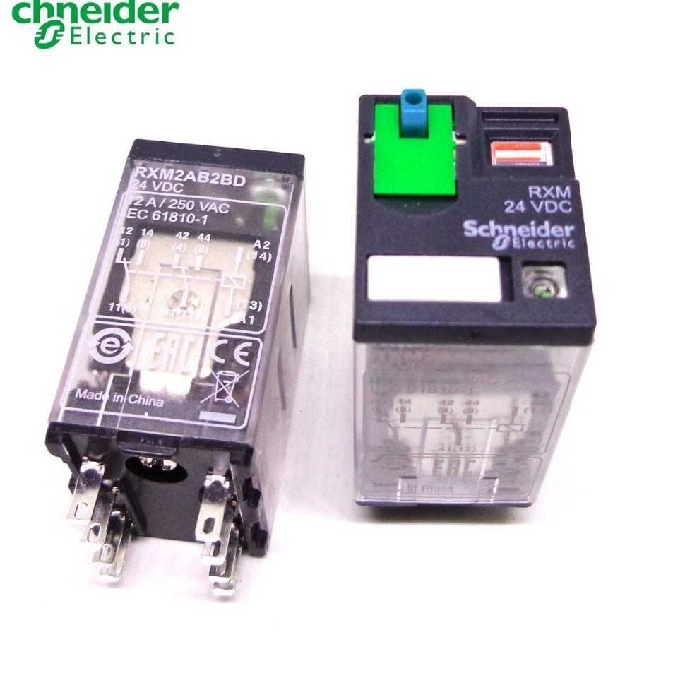 Schneider RXM2AB2BD Miniature Plug-In Relay, 12 A, 2 CO, LED, 24 V DC ...