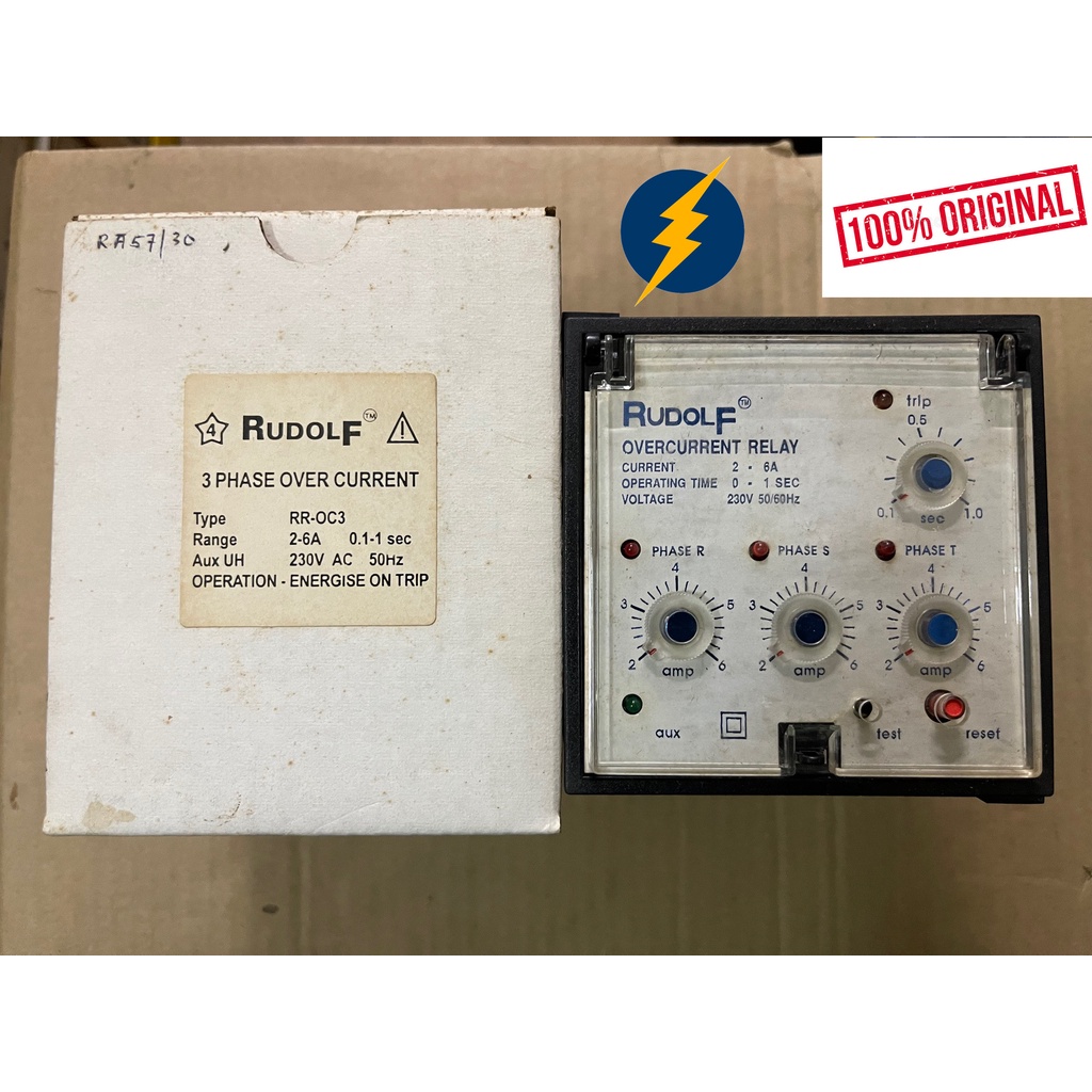 RUDOLF RR-OC3 3 PHASE OVERCURRENT RELAY RANGE: 2-6A , 0.1-1 SECONDS ...
