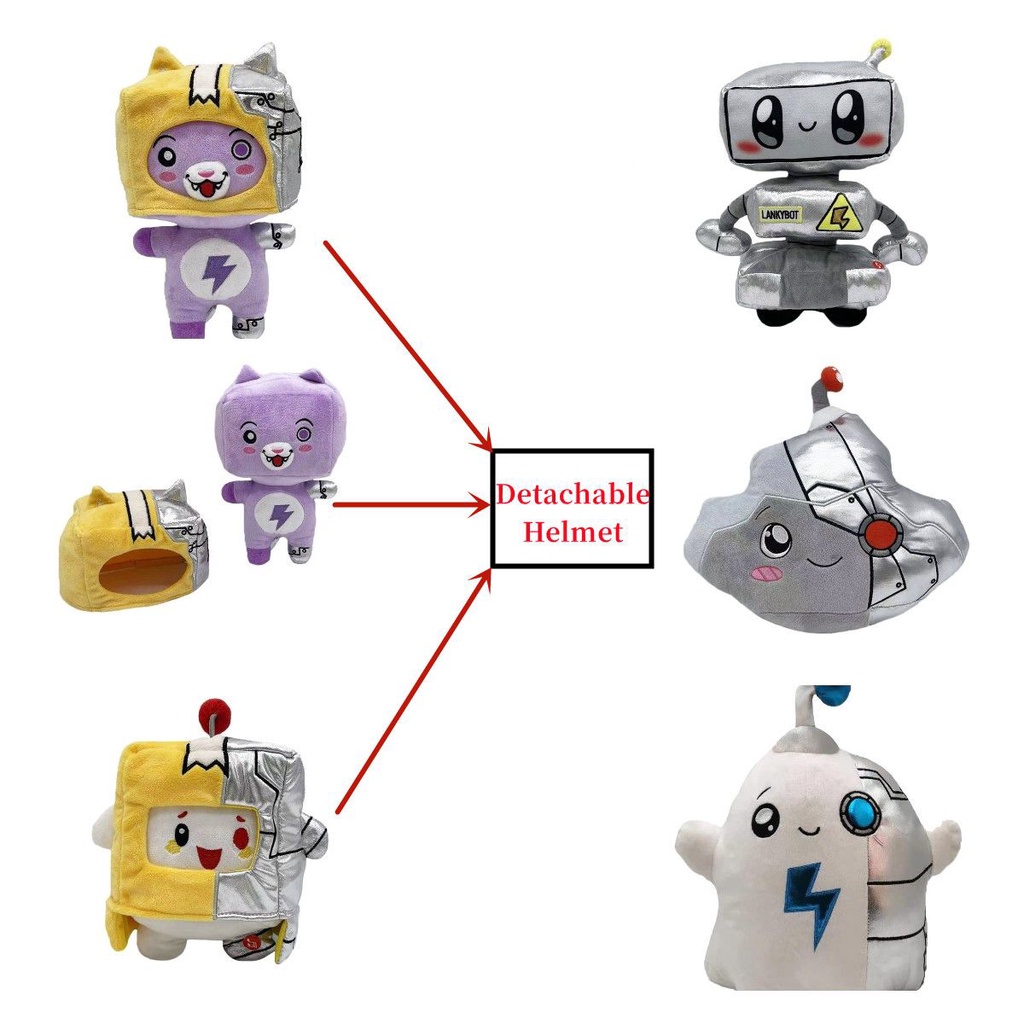 Plush Toy Lankybox Adorable Robot Fox With Removable Helmet And Sound ...