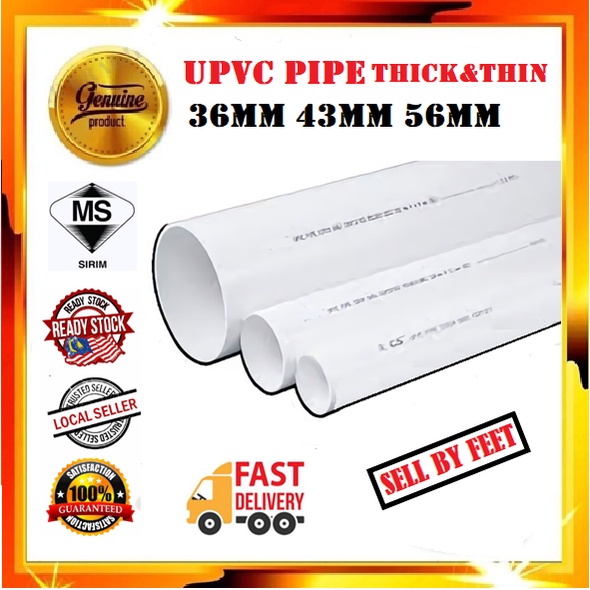 (Sell by Feet)Sirim UPVC Hydroponic Pipe / Underground Pvc Pipe White / Upvc Paip Putih 36mm ...