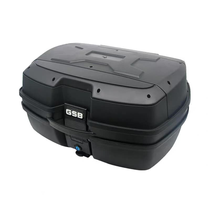 GSB 40 Liter Motorcycle Top Box Fits 2 Helmet With Back Rest Universal ...
