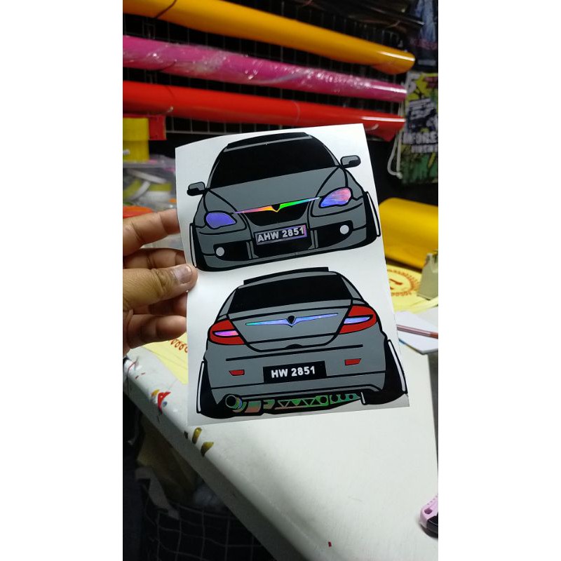 Sticker kereta proton persona siap no plat. bahagian depan dan belakang ...