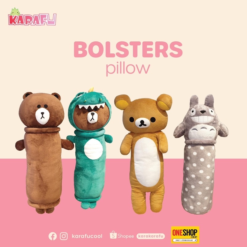 READY STOCK! Bolster in Hello Kitty Melody Totoro Rilakkuma Brown and ...