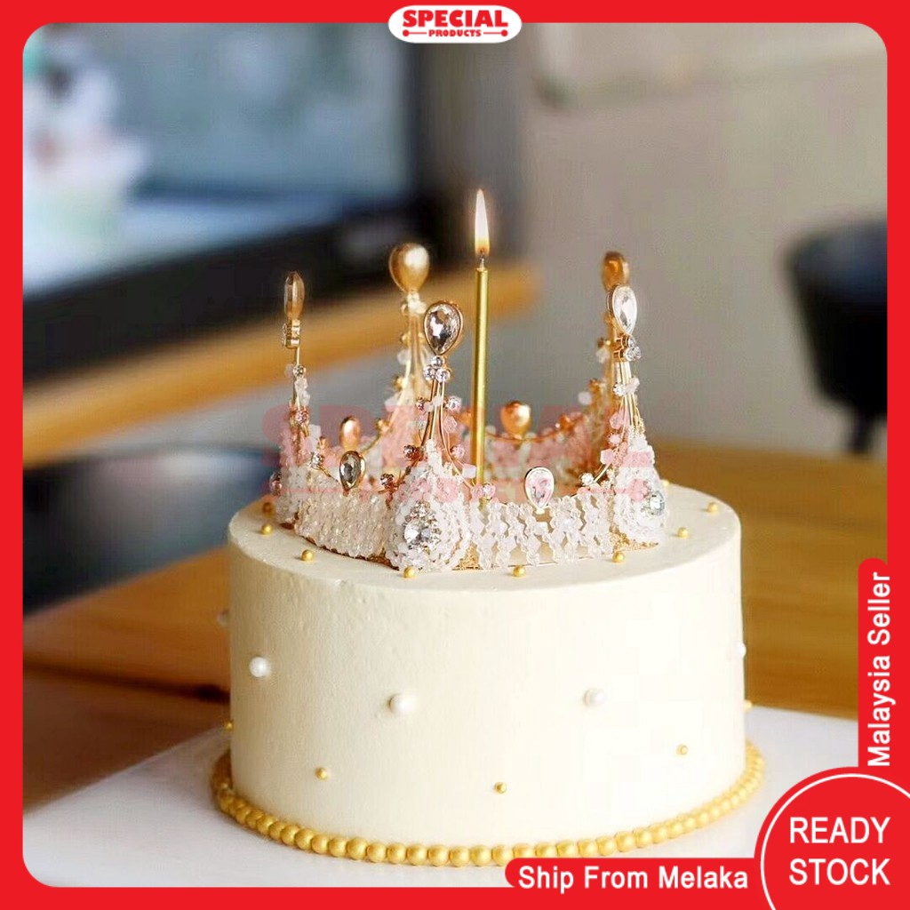 Small Gold King Crown Sash Diamonds Cake Topper Decoration 生日蛋糕装饰 插排 ...
