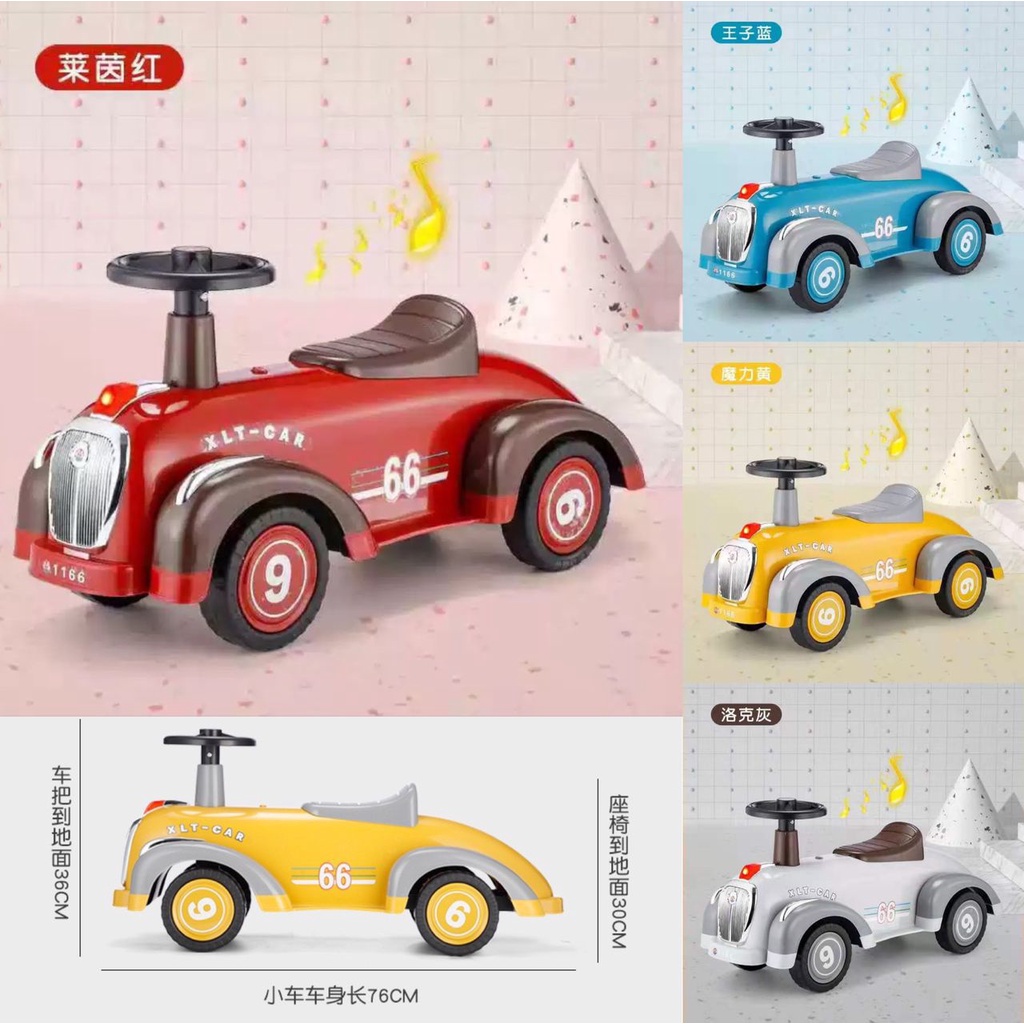 New Retro Race Car Kids Baby Push Car Ride On Walker Sound Happy Girl ...