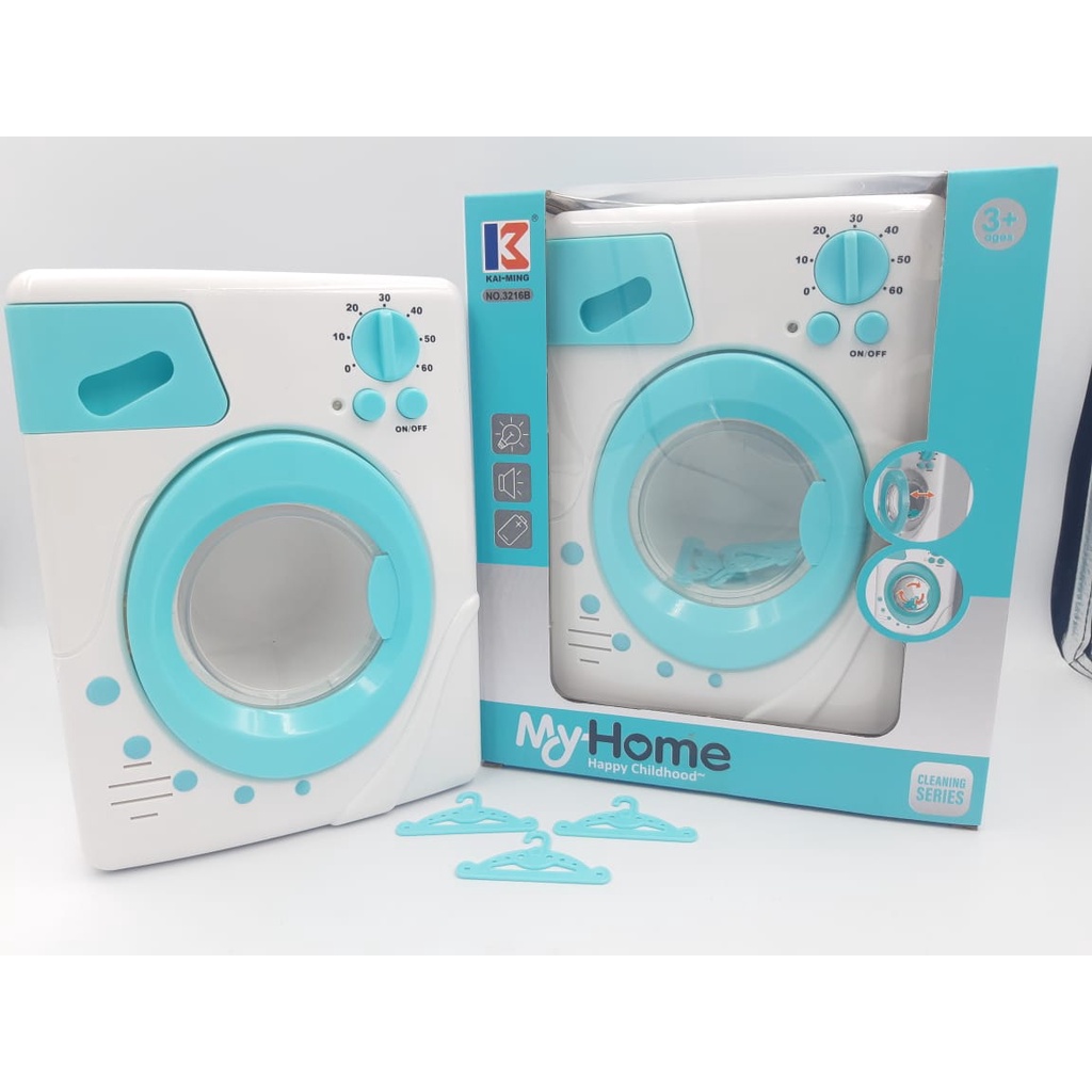 FREE BATTERY Blue Color MyHome Appliances Kids Pretend Toy WASHING ...
