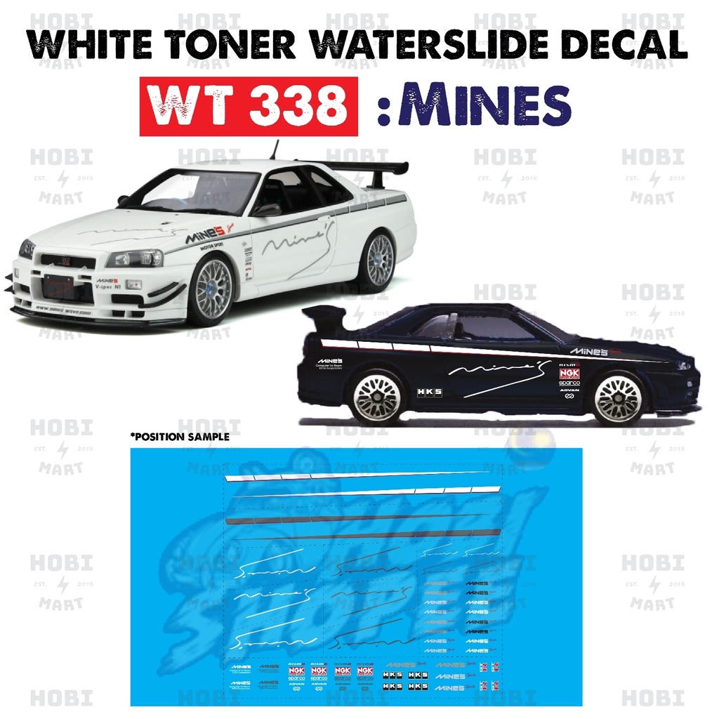 Mines Decals Hotwheels Tomica 1:64 diecast custom white toner ...