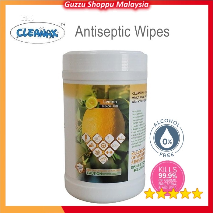 [GSM] CLEANAX 100pcs Antiseptic Wet Wipes Alcohol Free Disinfection ...