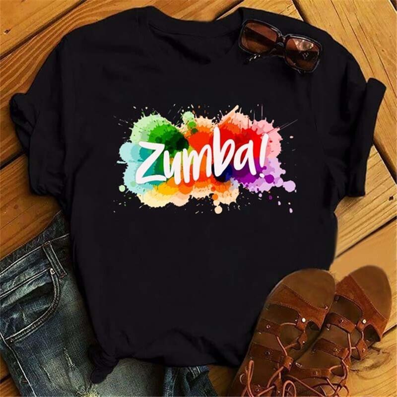 Tshirts Women Zumba Fitness Black T Shirt Dance Lover Sport Gymnastics T Shirt Female Hip Hop