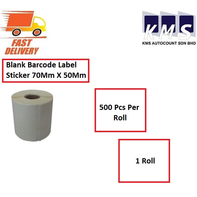 Blank Barcode Label Sticker 70Mm X 50Mm (500 Pcs Per Roll) | Shopee ...