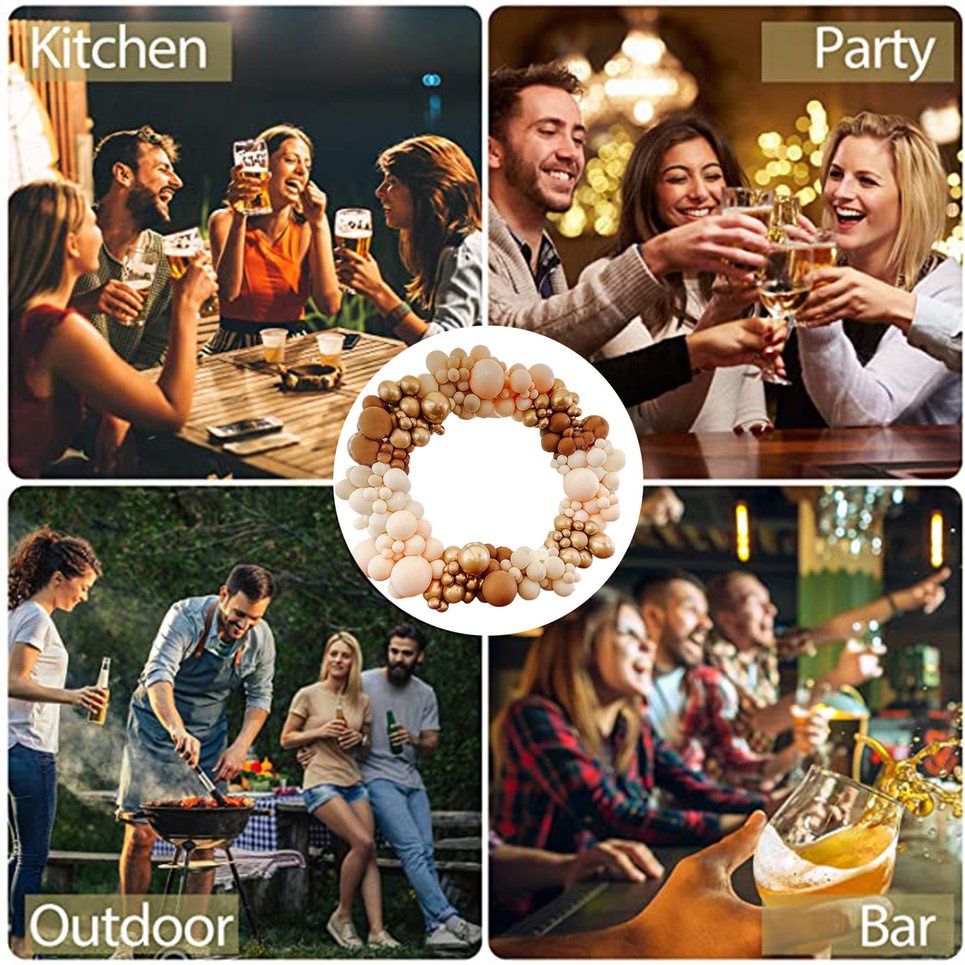 132 Pcs Cream Coffee Khaki Brown Color Balloons Garland Arch Kit Latex ...