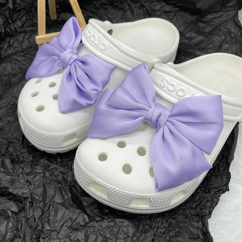 Fashion Green Bowknot Jibitz designcs Princess Shoe Charms Black Ribbon ...