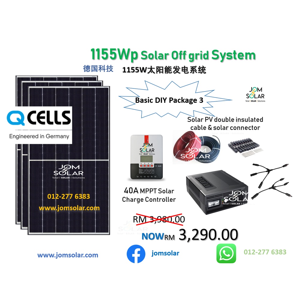 Basic DIY Package - 1035W Solar Panel Off Grid Power Generator System - Ready stock - Jomsolar ...