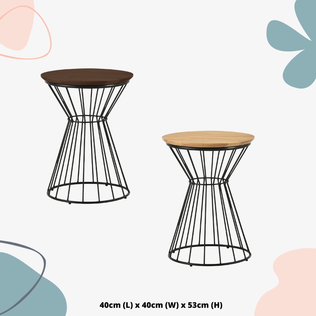 SHIRO Furniture Round Side Table Metal Leg Bulat Meja Kopi Besi Kaki ...
