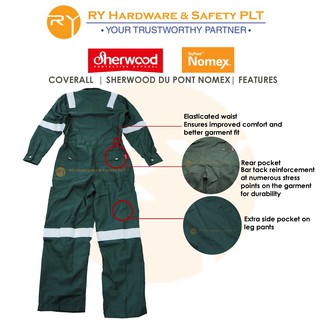 SHERWOOD DUPONT NOMEX | COVERALL |INHERENTLY FLAME RESISTANT | PPE ...