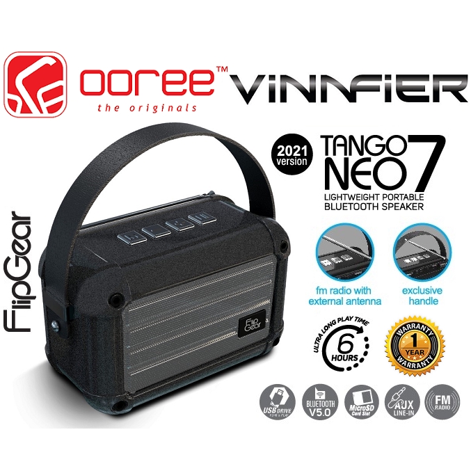 VINNFIER FLIPGEAR TANGO NEO 7 LIGHT WEIGHT PORTABLE BLUETOOTH SPEAKER WITH FM RADIO, USB DRIVE ...