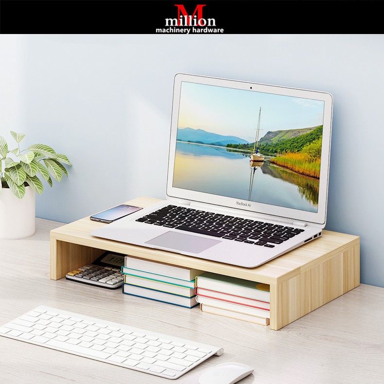 (1-Tier) Wooden Monitor Stand Monitor Riser Computer Table Top Eye ...