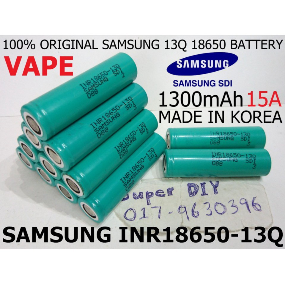 Samsung INR 18650 13Q 1300mAh 3.7V 4.2V lithium ion li-ion Rechargeable ...