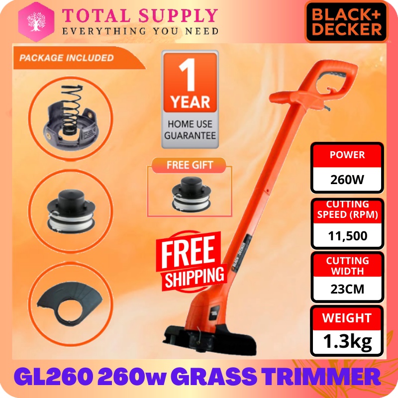 【FREE SHIPPING!!】GL260-B1 BLACK+DECKER GRASS STRING TRIMMER 260W FOC ...
