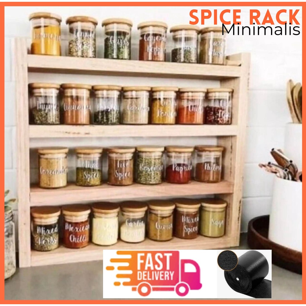 Spice Rack Minimalist Herbs Storage solid wood Kitchen Rack Storage ...
