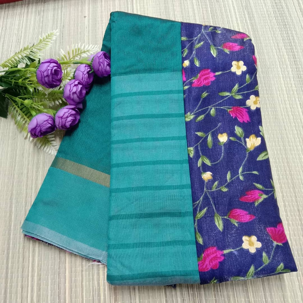 Saree Ready Stock / Mix Soft Cotton Saree / Printed Cotton Saree Blouse ...