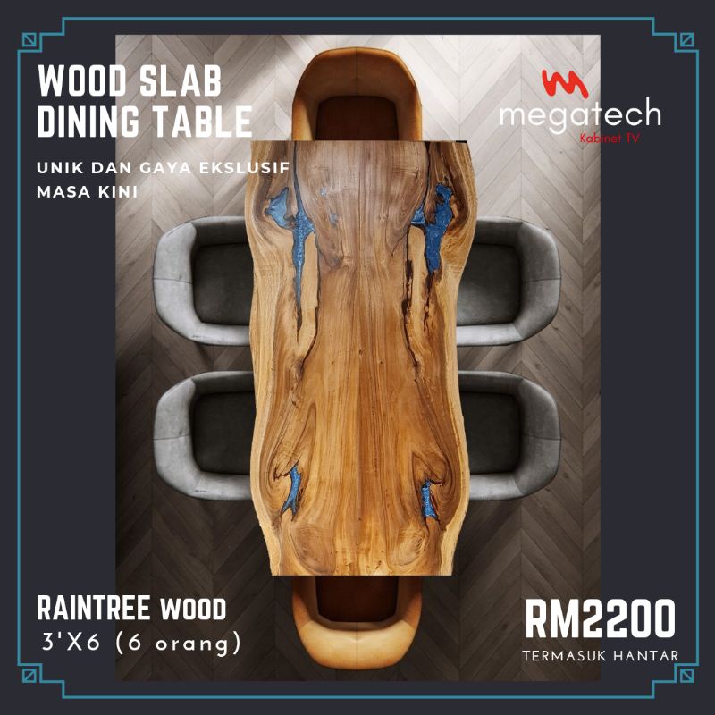 🔥🔥 𝗠𝗘𝗝𝗔 𝗠𝗔𝗞𝗔𝗡 𝗞𝗔𝗬𝗨 𝗕𝗔𝗟𝗔𝗞, 𝗗𝗜𝗡𝗜𝗡𝗚 𝗧𝗔𝗕𝗟𝗘 𝗪𝗢𝗢𝗗 𝗦𝗟𝗔𝗕 | Shopee Malaysia