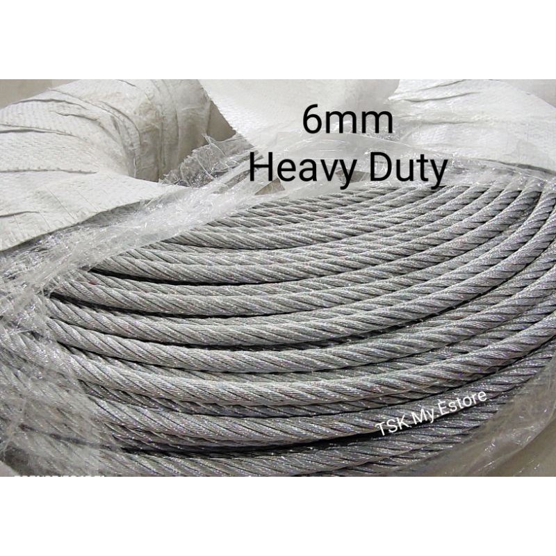 6mm x 150Metres Heavy Duty Galvanized Wire Rope 6x12 + 7Fibre Core ...