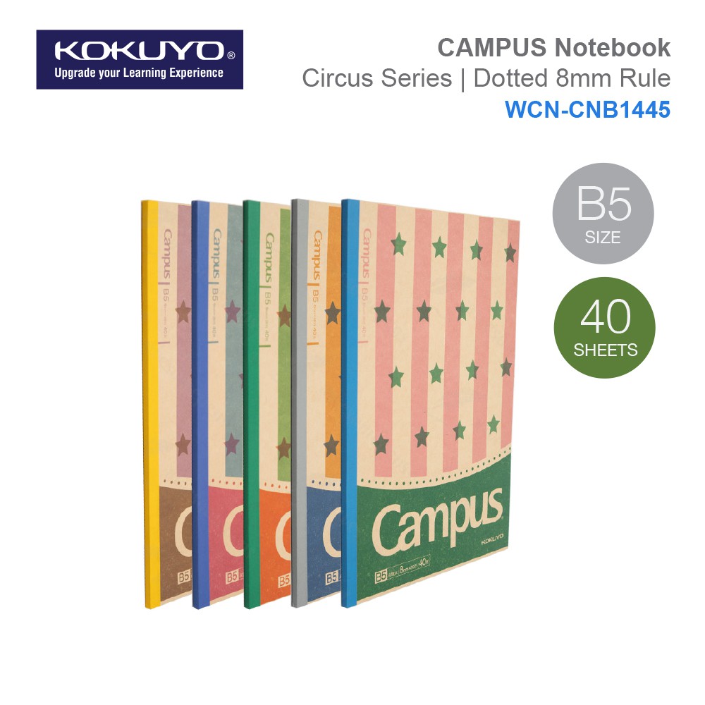 Kokuyo Campus Notebook A5/B5 Dotted Rule - Circus Series (8mm) WCN-CNB3445 /1445 | Shopee Malaysia