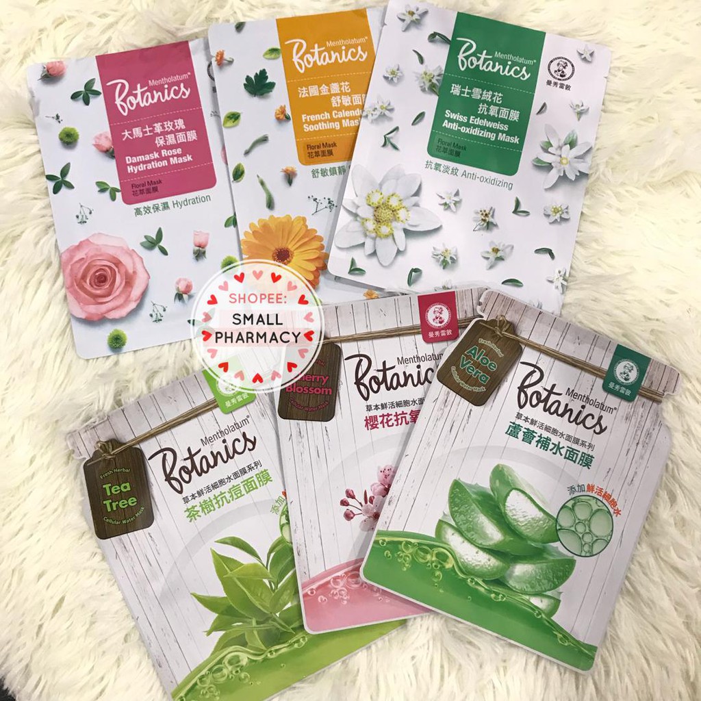 Mentholatum Botanics Face Mask 1pcs ( Damask Rose / Calendula ...
