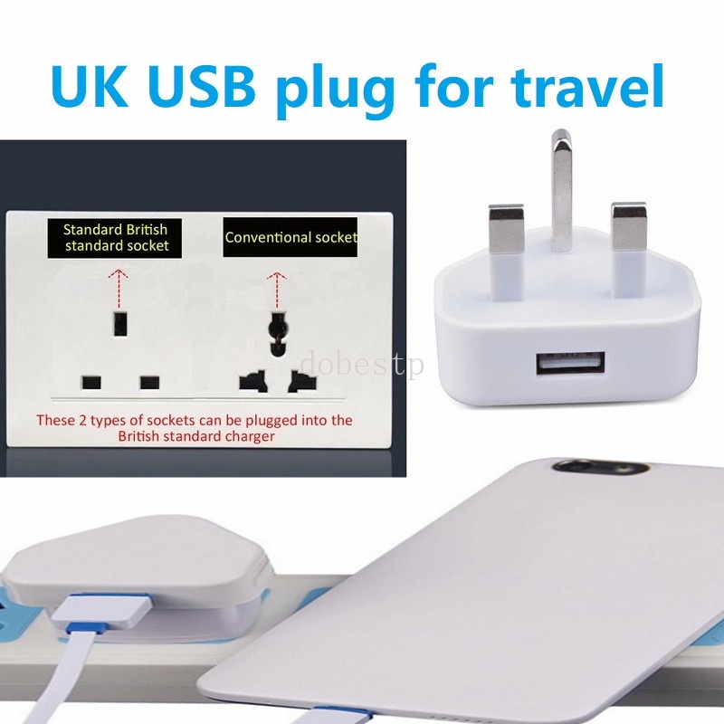 UK plug 1 port USB charger adapter travel charging mobile phone tablet ...