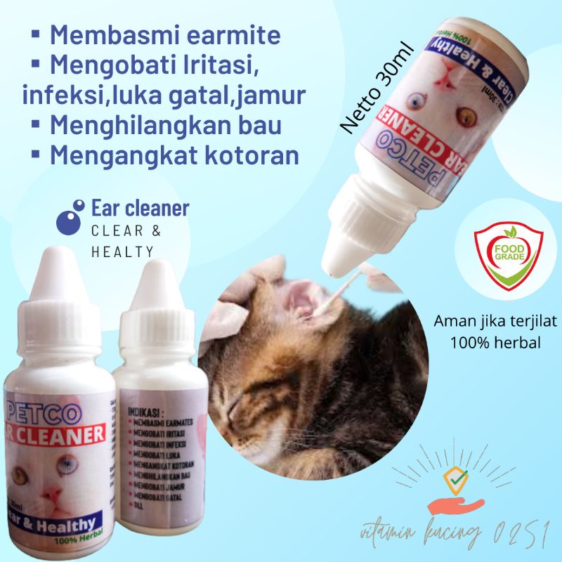Ear cleaner earmite cleaning drops irritation infection wounds itchy ...