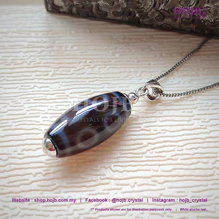 HOJB Tibetan Pure DZI Eight-Eyed S925 Pendant 10x28mm 聚寶軒西藏至纯天珠"八眼天珠"S925银吊坠10x28mm | Shopee ...