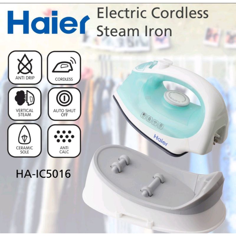 Haier Electric Cordless Steam Iron HA-IC5016 ( NEW 2024 ) | Shopee Malaysia