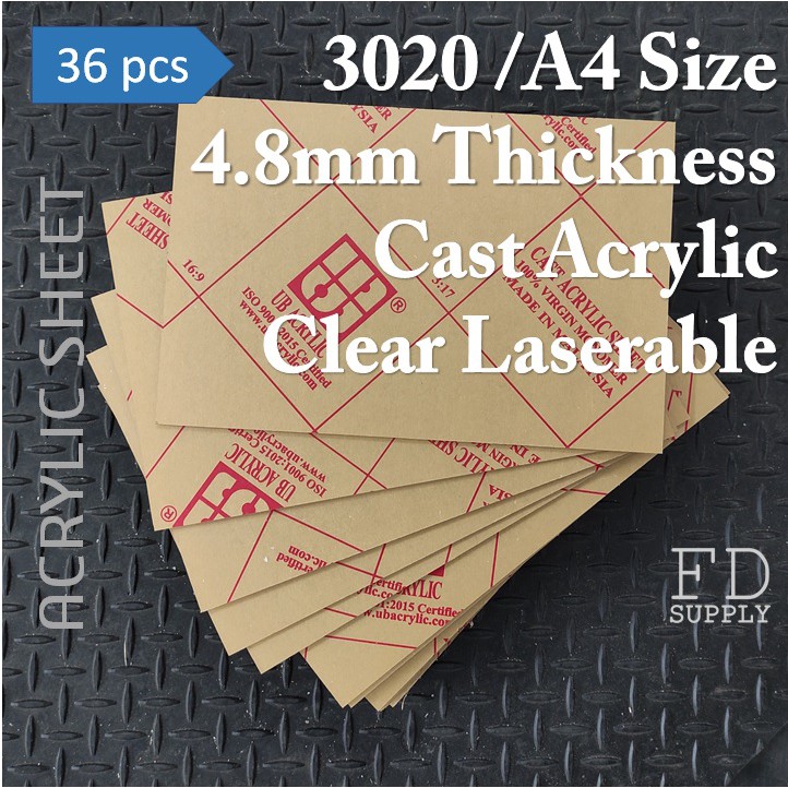(35pcs) 4.8mm 300x200mm Laserable Transparent Clear000 Cast Acrylic ...