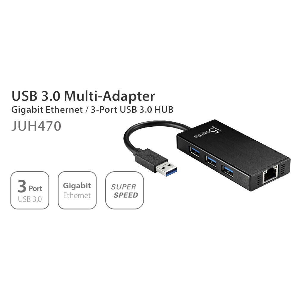 J5CREATE JUH470 USB 3.0 MULTI-ADAPTER GIGABIT ETHERNET / 3-PORT USB 3.0 ... J5CREATE JUH470 USB 3.0 MULTI-ADAPTER GIGABIT ETHERNET / 3-PORT USB 3.0 ...