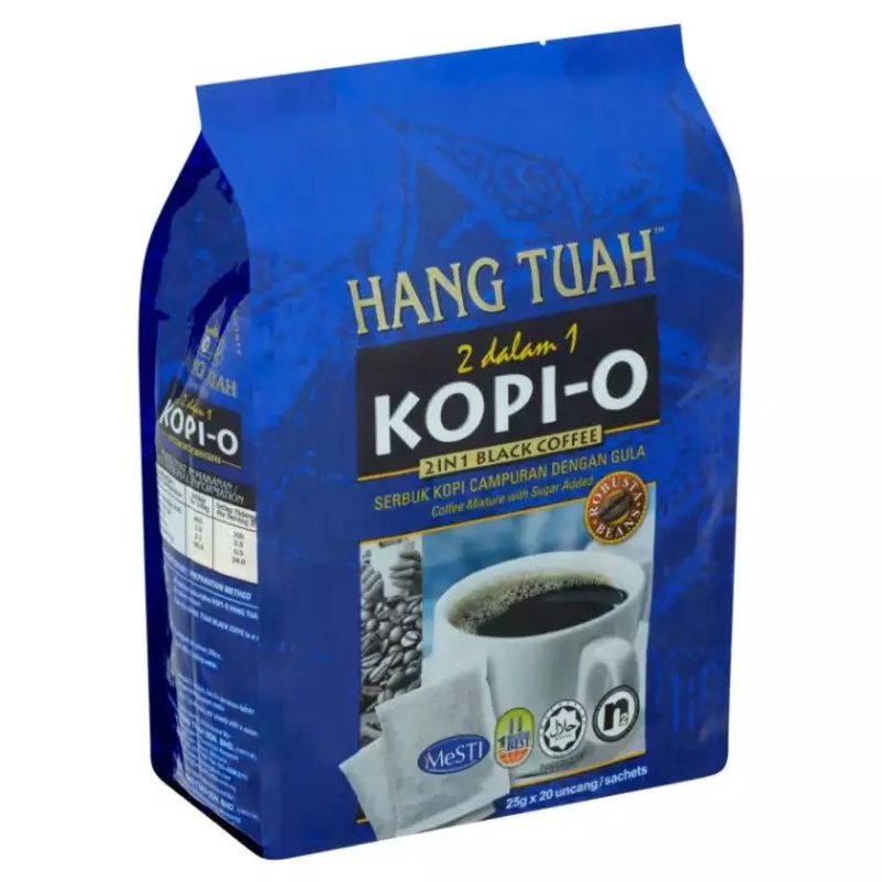 CLS Hang Tuah Kopi O 2 in 1 Biru Hijau Uncang Black Coffee Robusta Liberica Beans Blue Green 13g ...