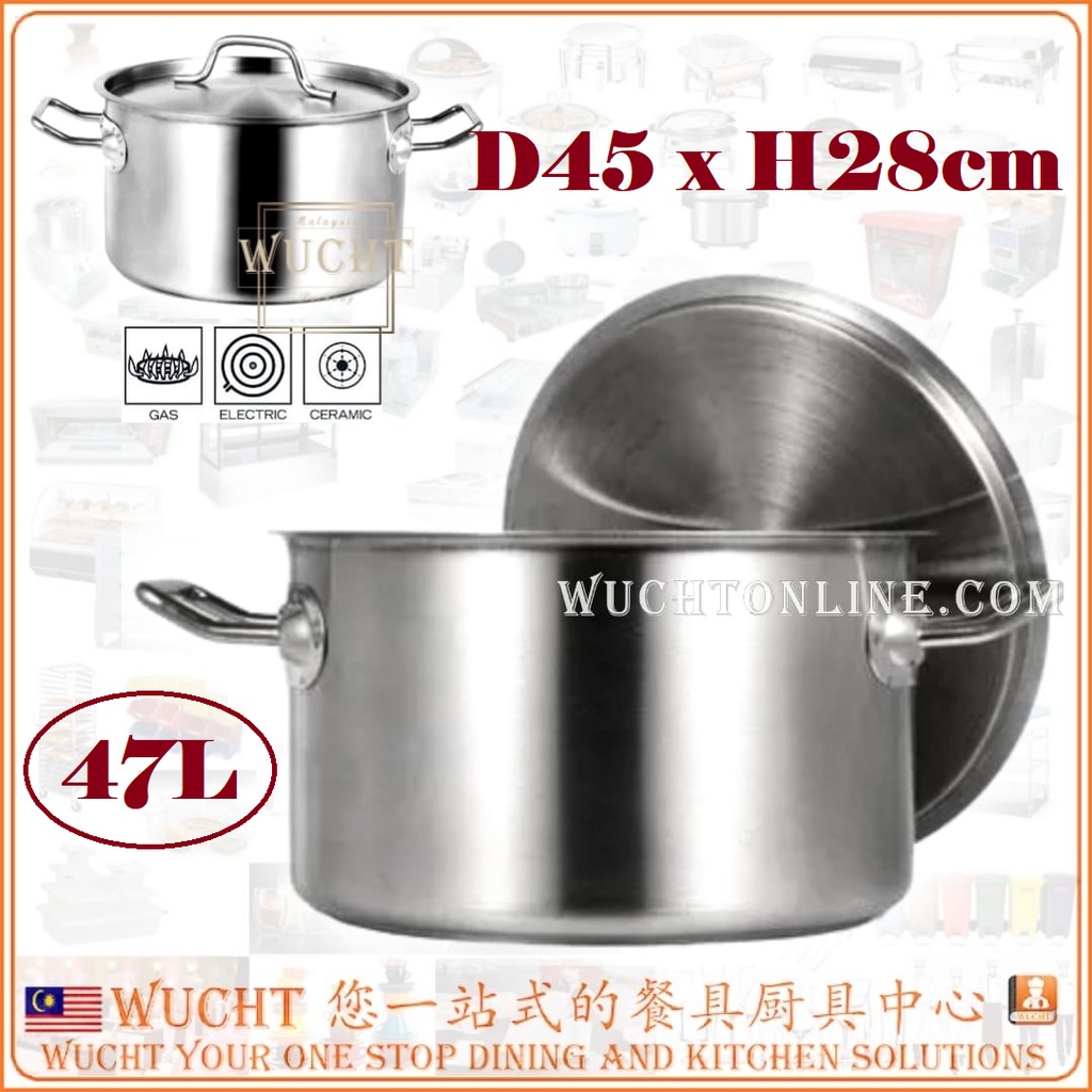 【WUCHT】45cm Sauce Pot 47L Commercial Heavy Duty Stainless Steel ...