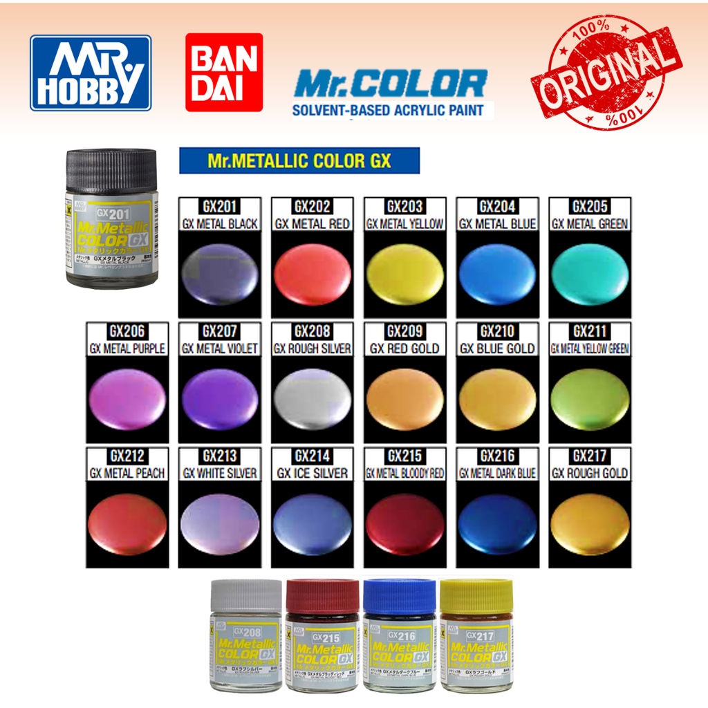 Mr Hobby Mr Metallic Color GX201 - GX217 Gundam Color Metal Black Red ...