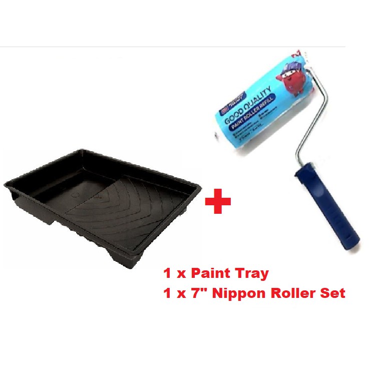 7" NIPPON Paint Polyester Roller Set With PVC Paint Tray | Shopee Malaysia